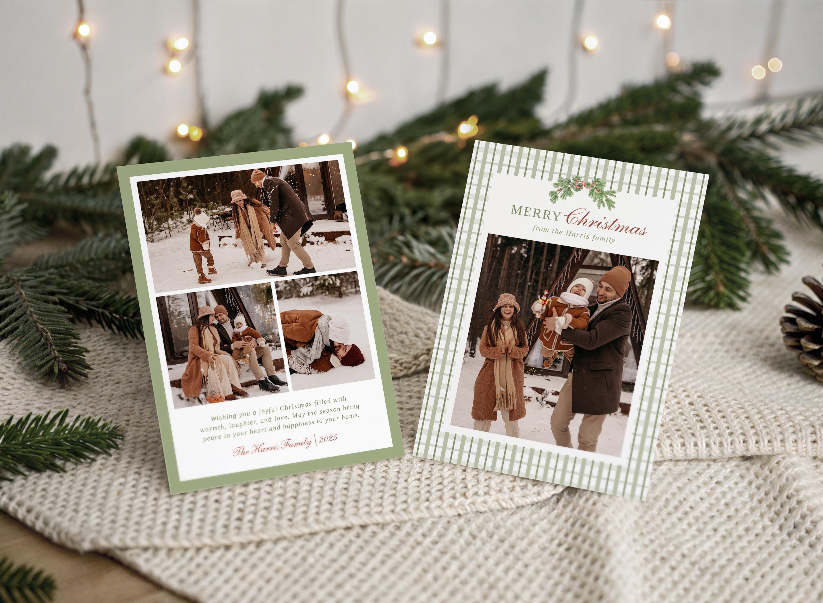 Rustic Christmas Photo Card Template, Editable Christmas Photo Card ...