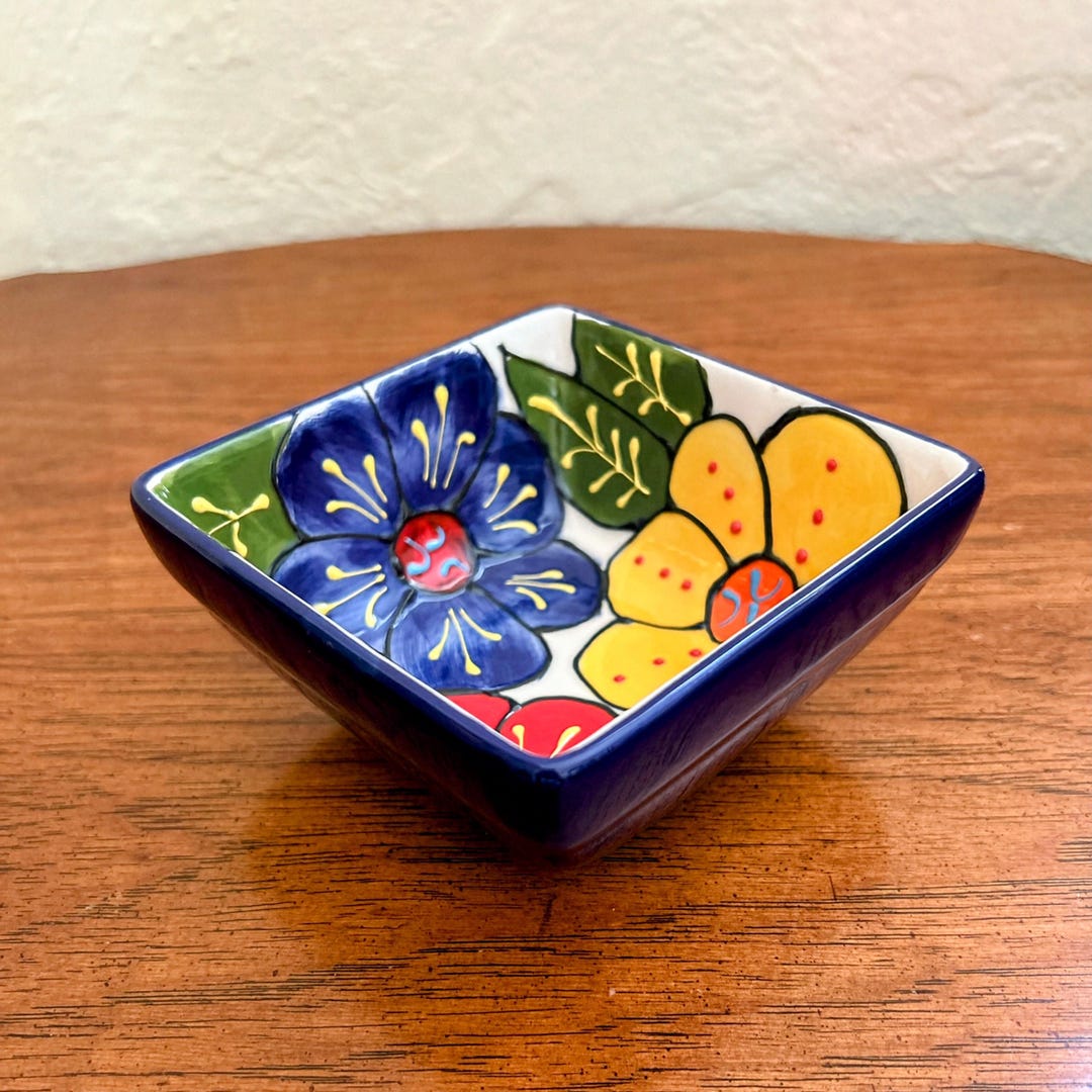 Vintage Spanish Tapas Bowl: Ceramica Del Rio Salado Majolica Floral ...