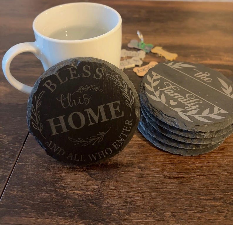 Custom Engraved Slate Coasters X4 - Etsy