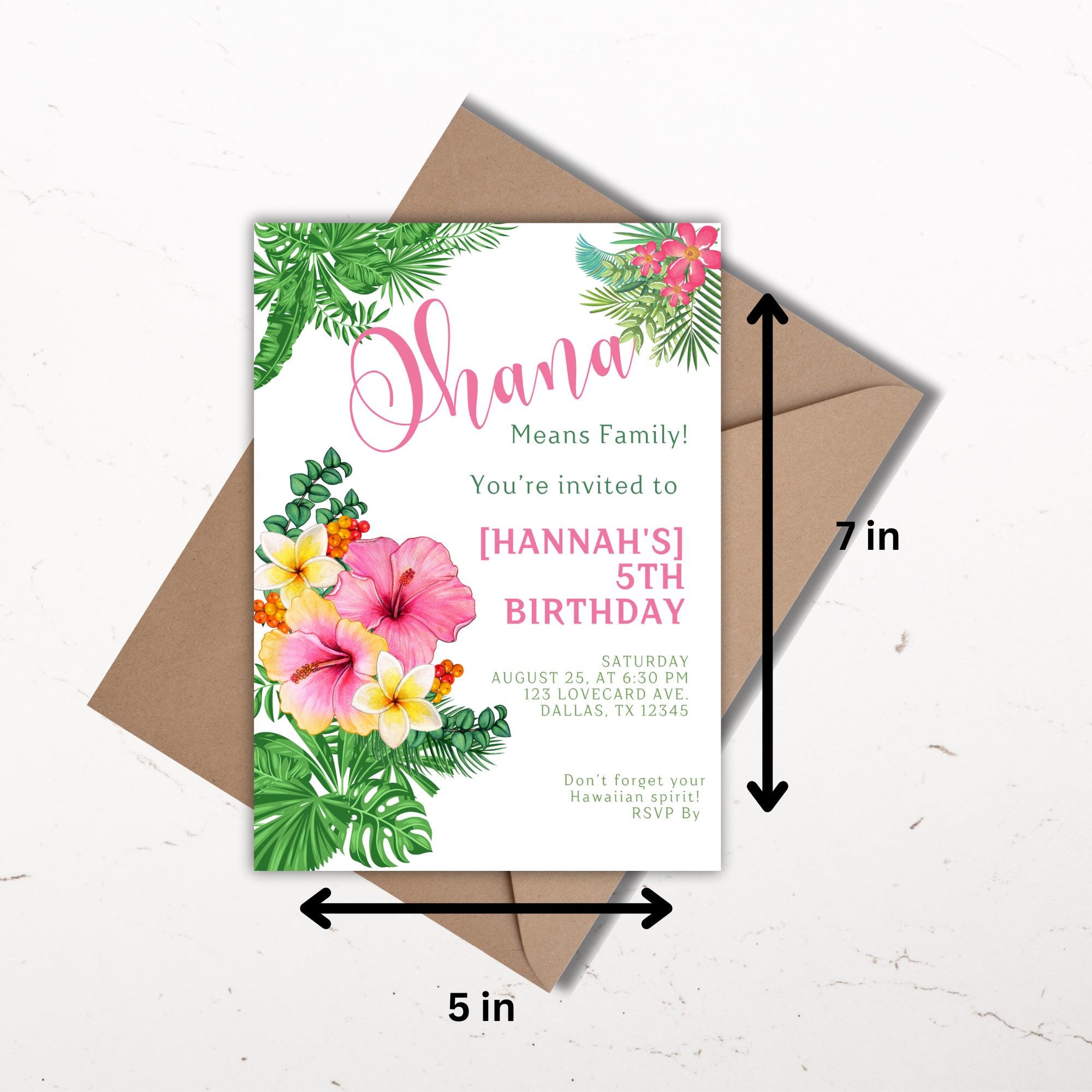 Luau Birthday Invitation: Ohana Hawaiian Party Template, Tropical ...
