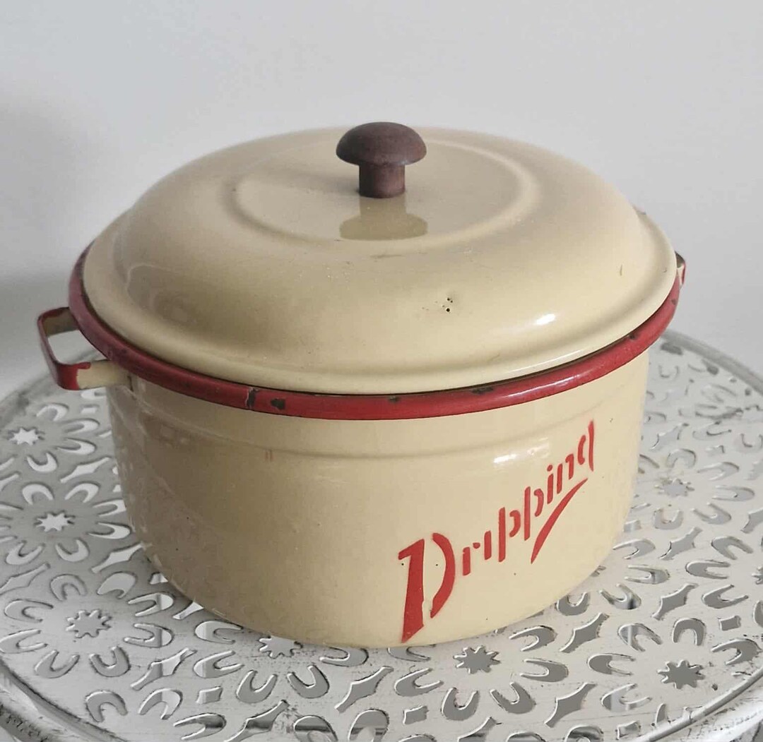 Vintage 1950's Enamel Steel Dripping Pot - Etsy Australia