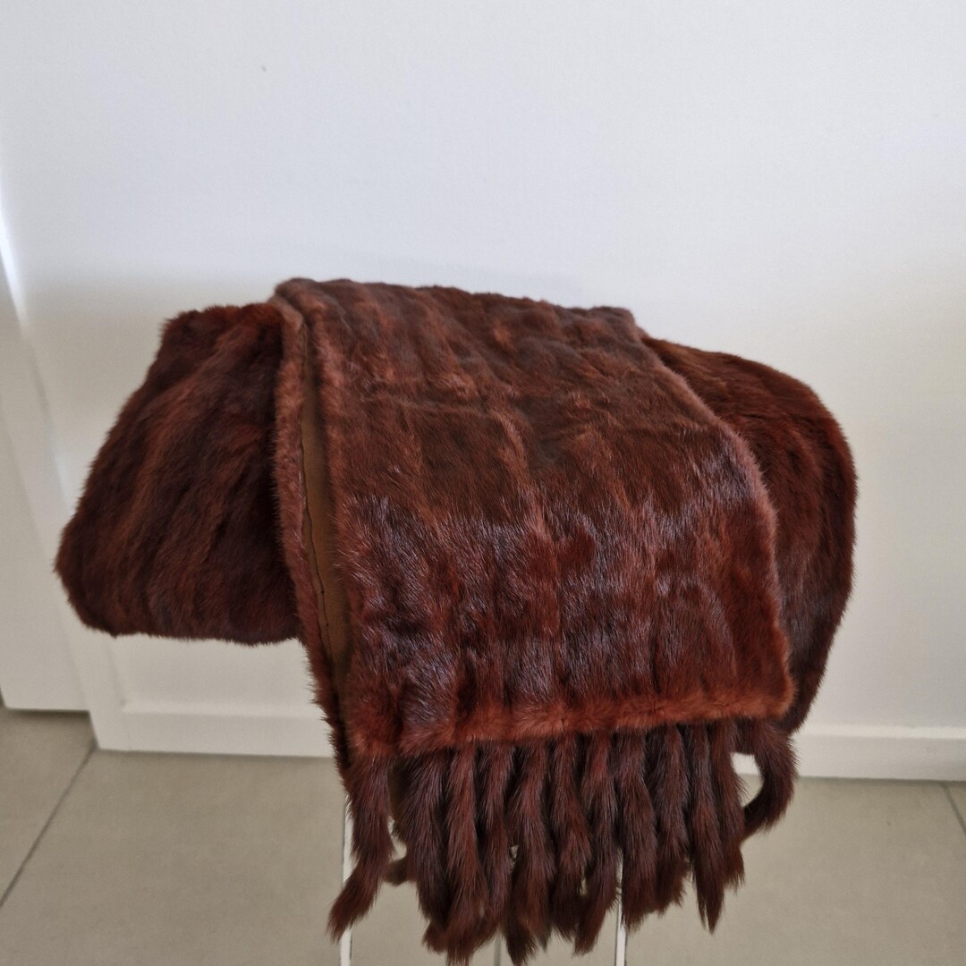 Vintage 1940s Red Brown Lined Fur Stole Cape by Ajax Melbourne - Etsy