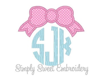Machine Embroidery Design Bow Monogram Topper Zig Zag INSTANT DOWNLOAD ...