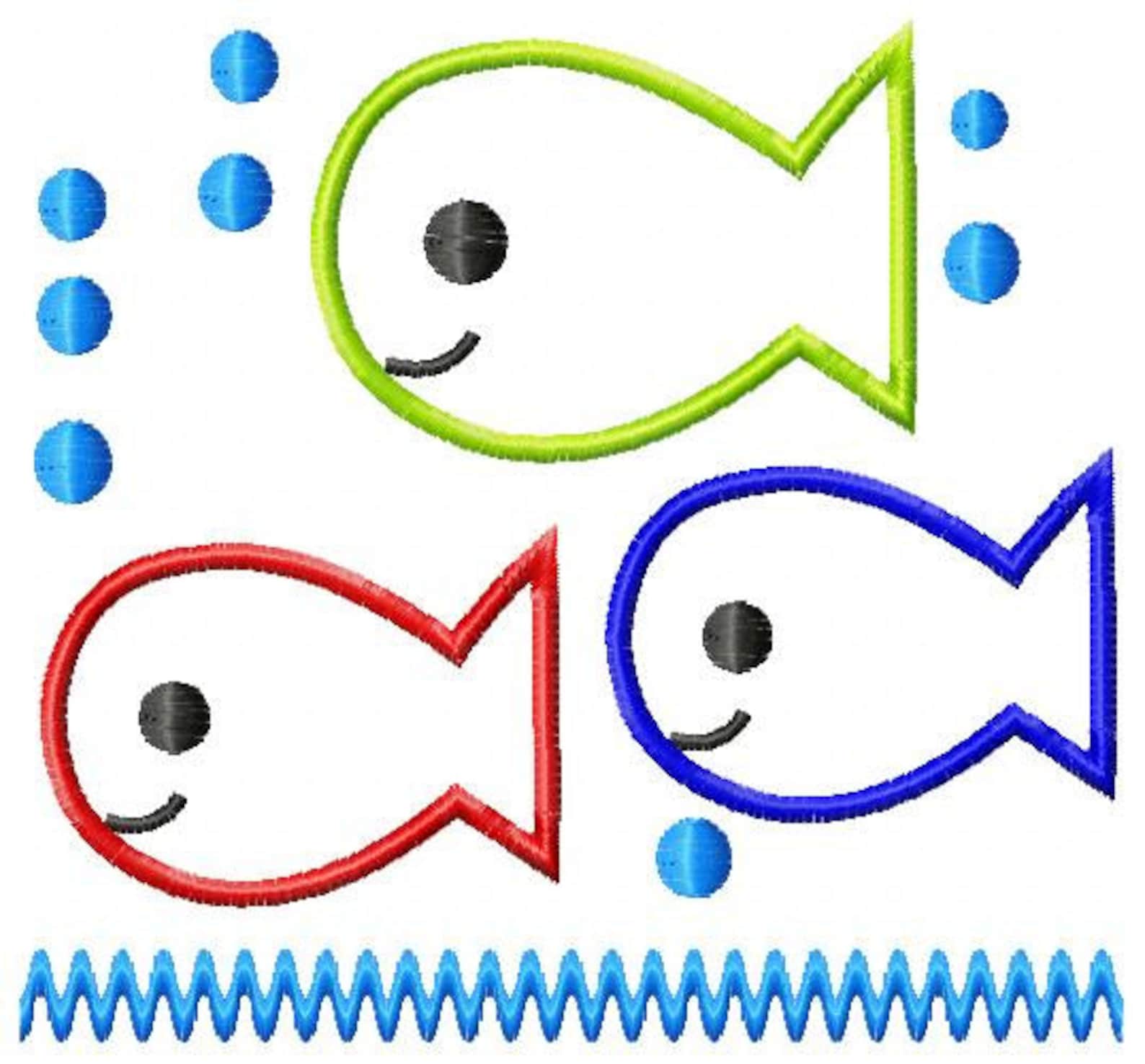 Three Fish Machine Embroidery Applique Design - Etsy