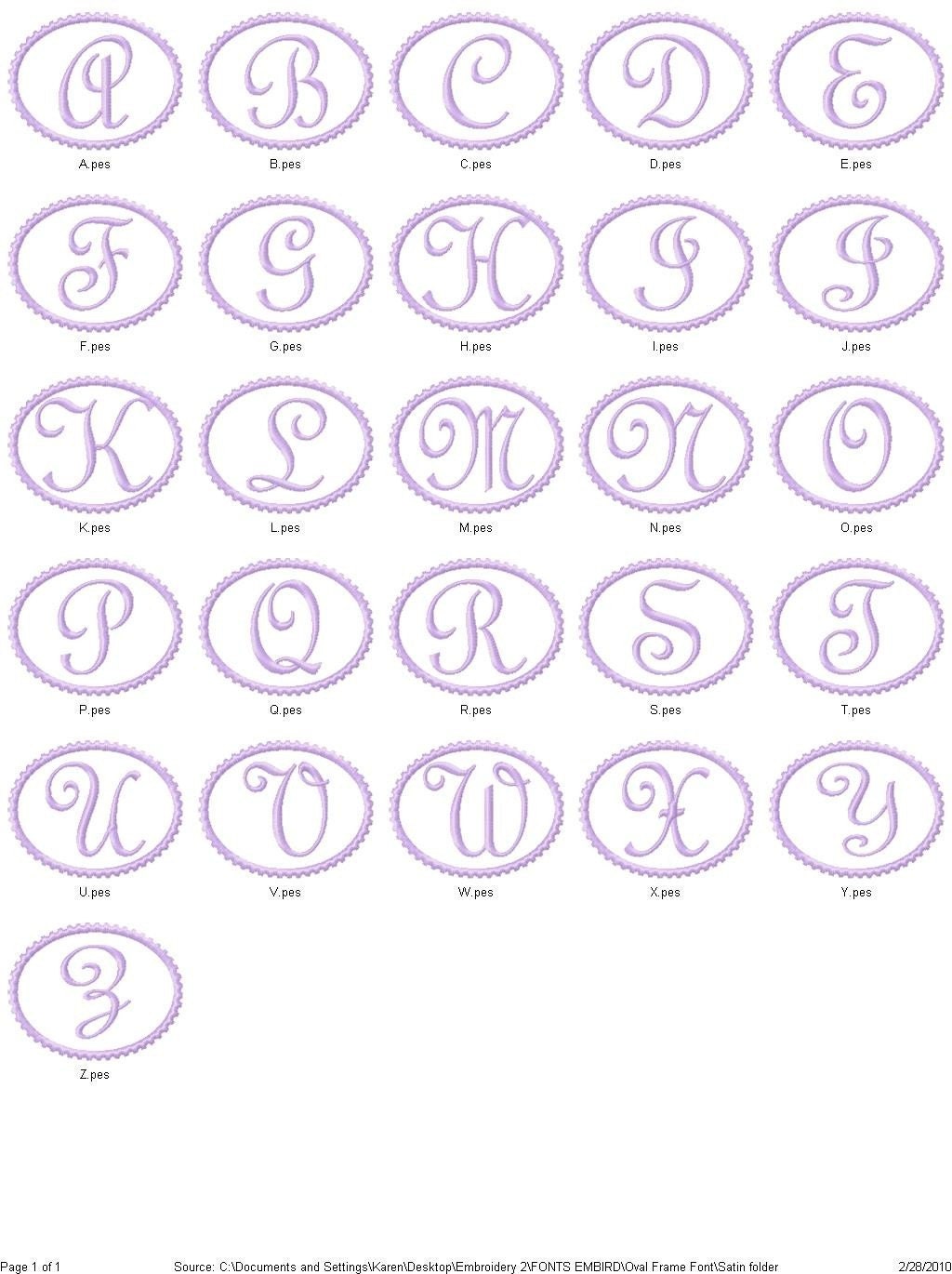 Oval Design Machine Embroidery Monogram Font Set 4x4 Hoop - Etsy