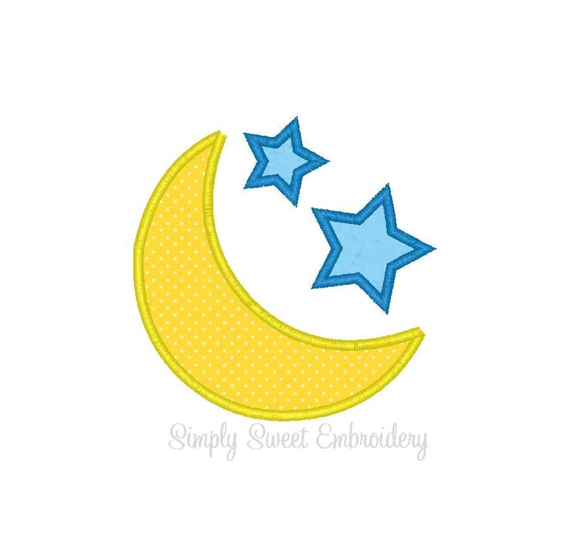 Moon Stars Machine Embroidery Applique Design - Etsy