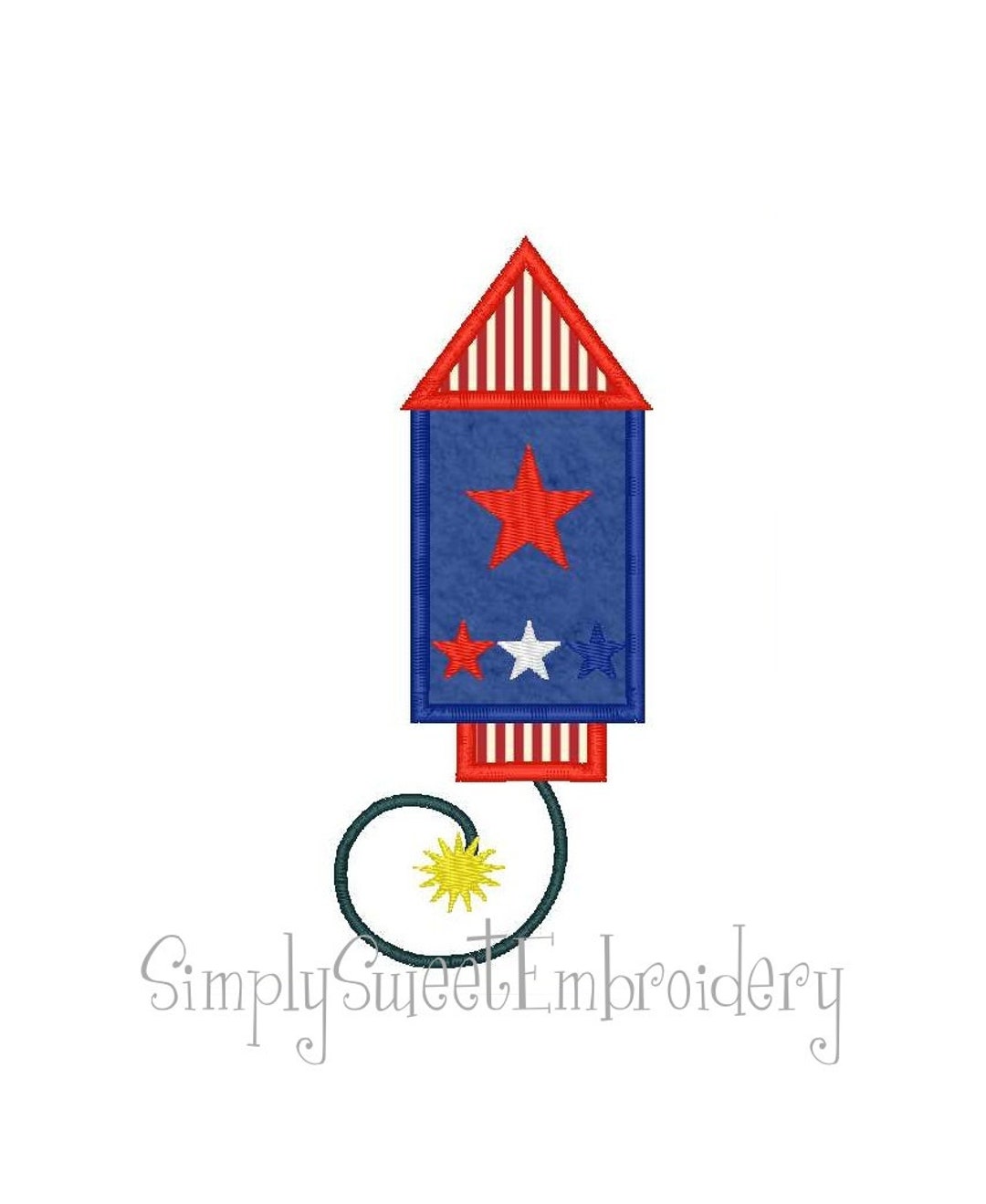 4th of July Firecracker Machine Embroidery Applique Design - 3 Sizes - Etsy