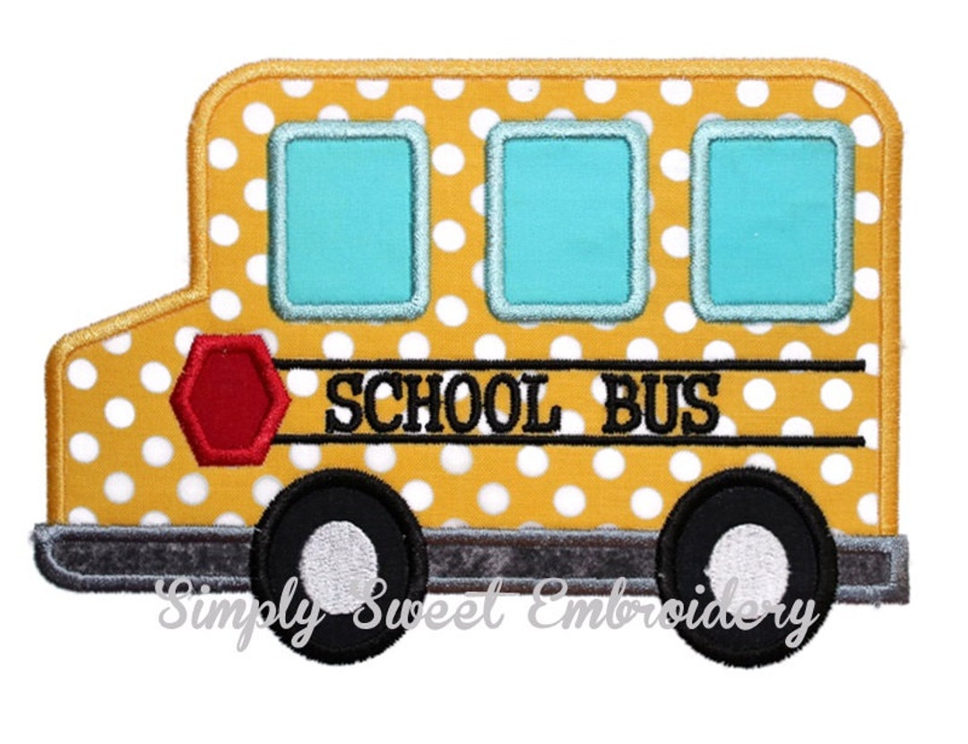 School Bus Machine Embroidery Applique Design - Etsy