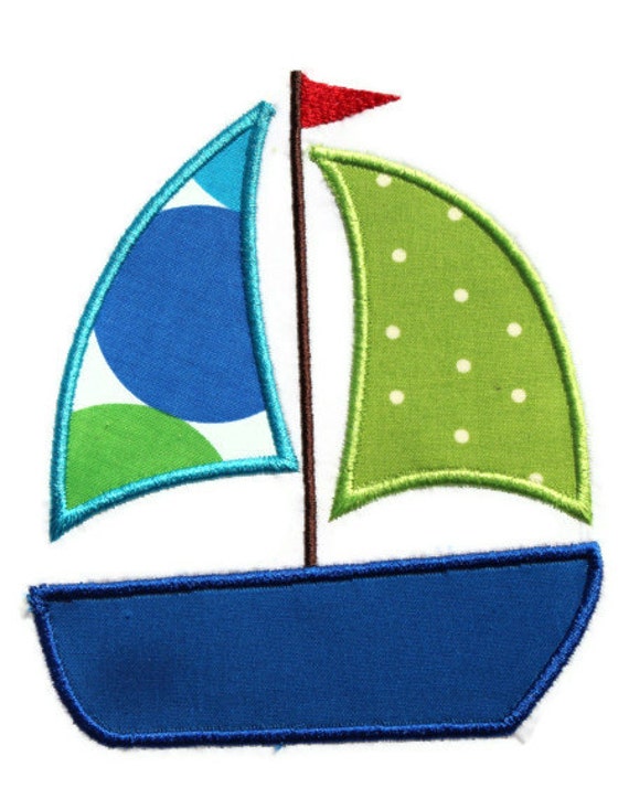 Sailboat 2 Machine Embroidery Applique Design | Etsy