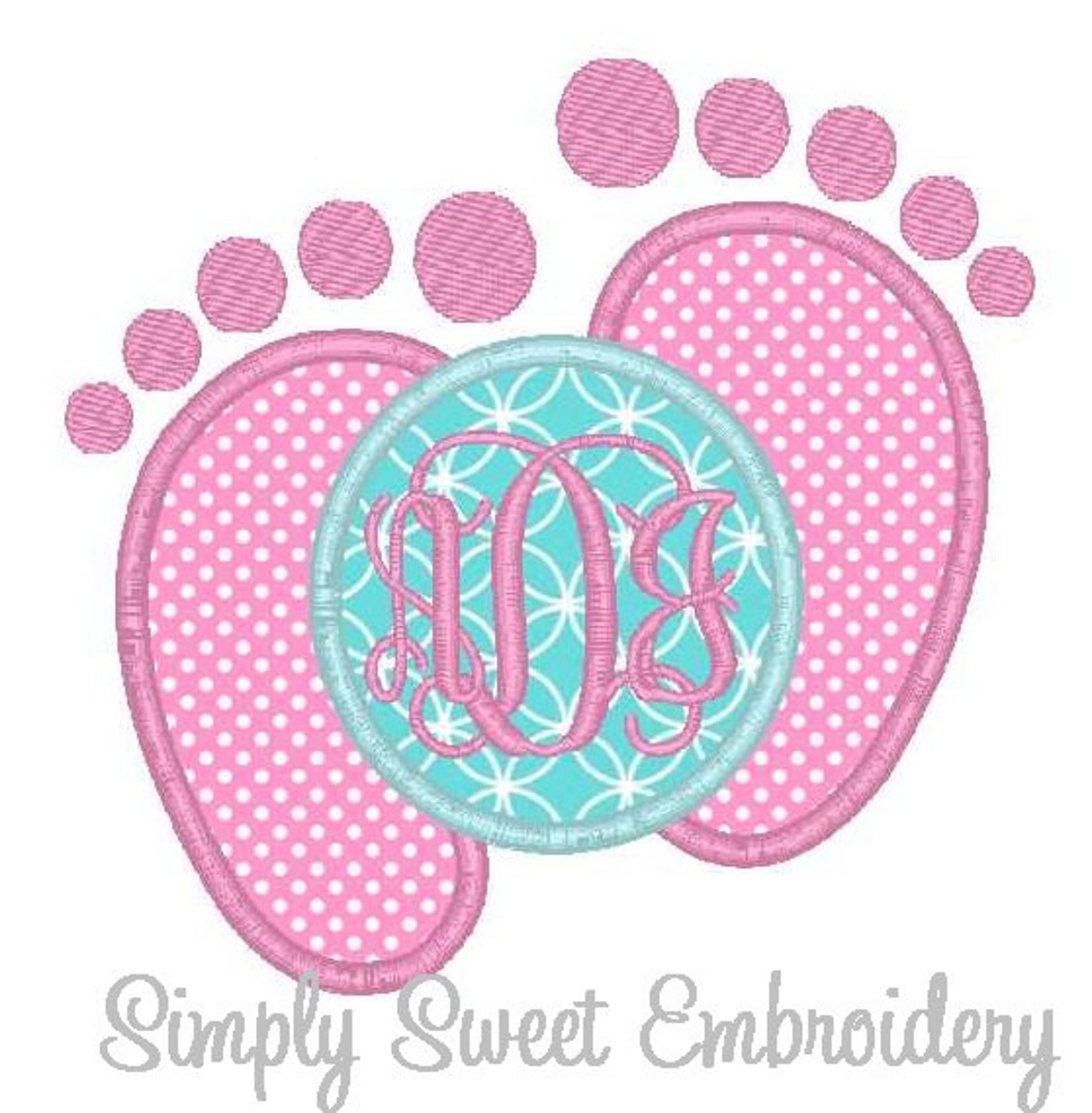 Baby Footprints Machine Embroidery Monogram Applique Design - Etsy
