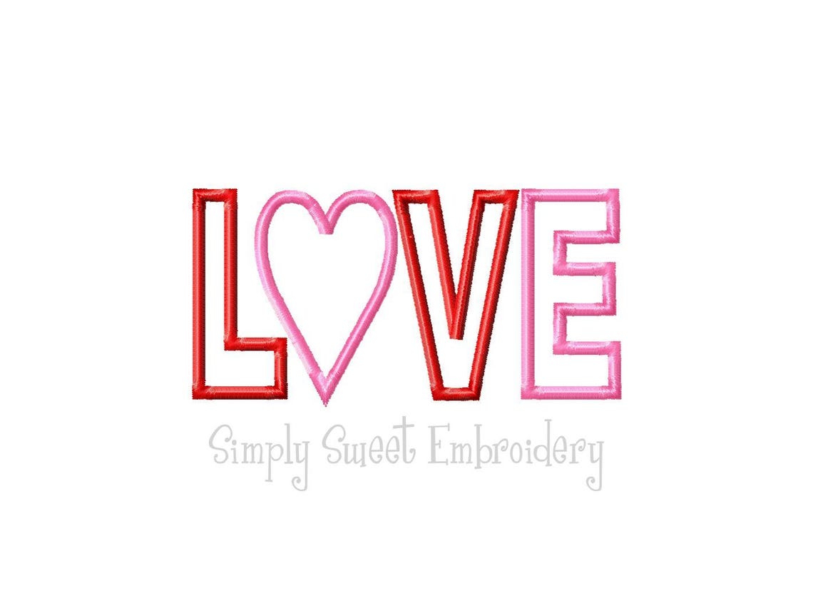 LOVE Machine Embroidery Applique Design - 3 Sizes - Etsy