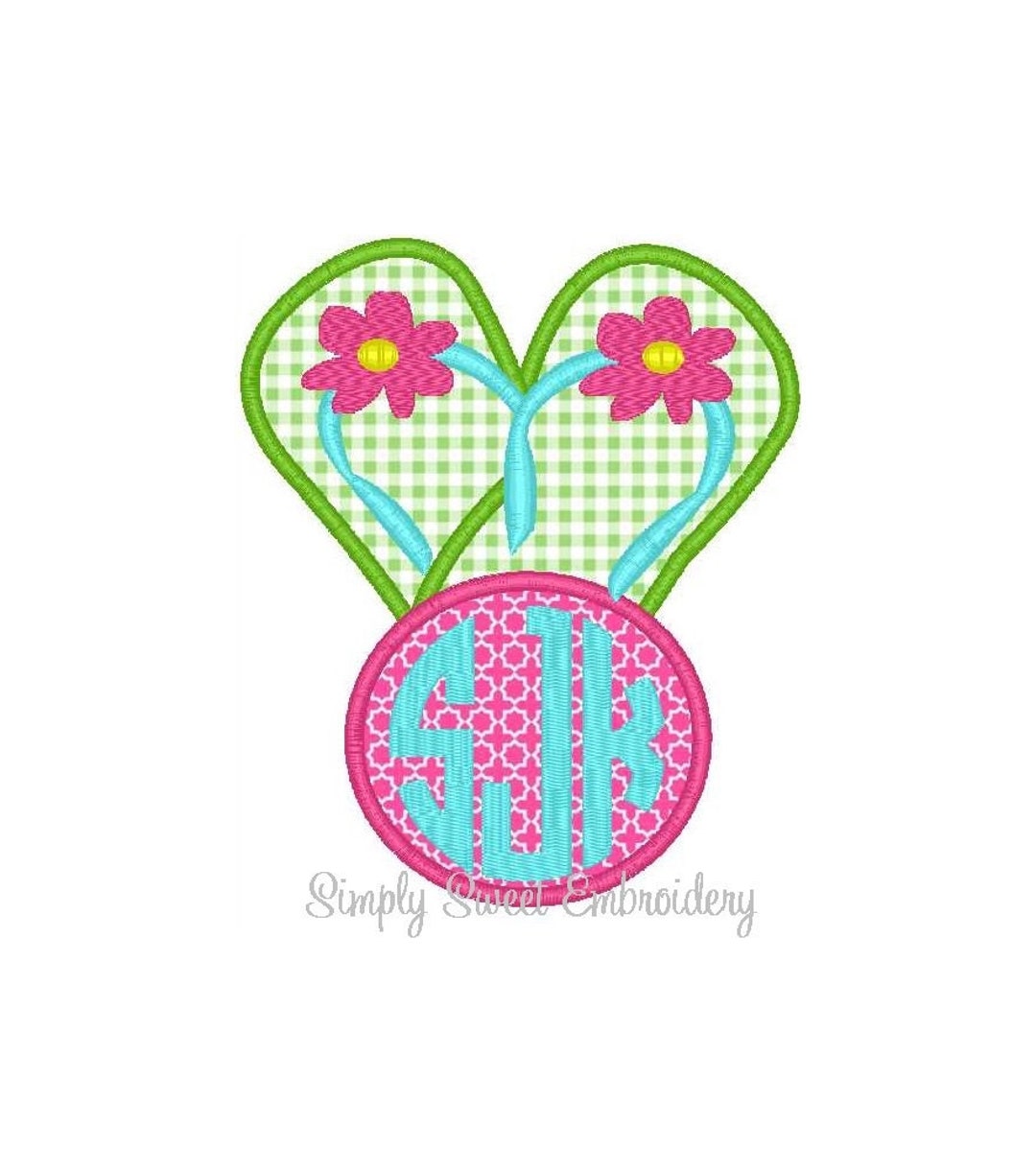 Flip Flop Monogram Machine Embroidery Applique Design - Etsy