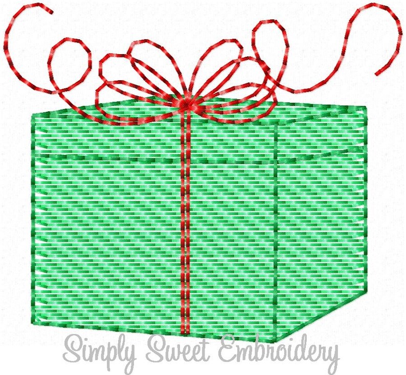 Sketch Christmas Present Machine Embroidery Mini Design - Etsy