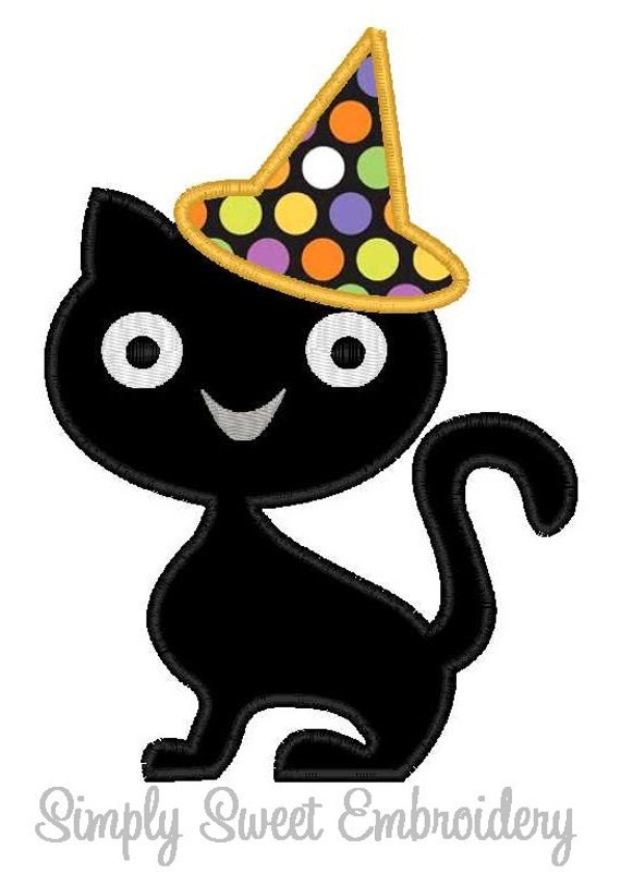 Halloween Cat Machine Embroidery Applique Design | Etsy