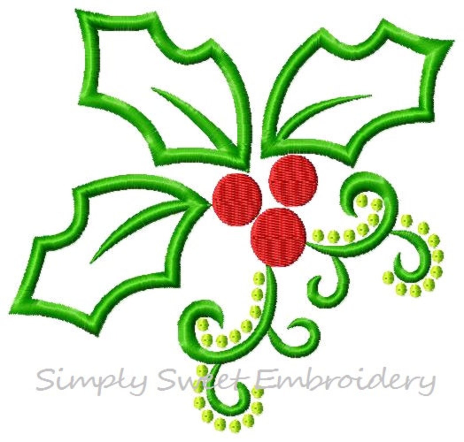 Christmas Holly Machine Embroidery Applique Design 2 - Etsy
