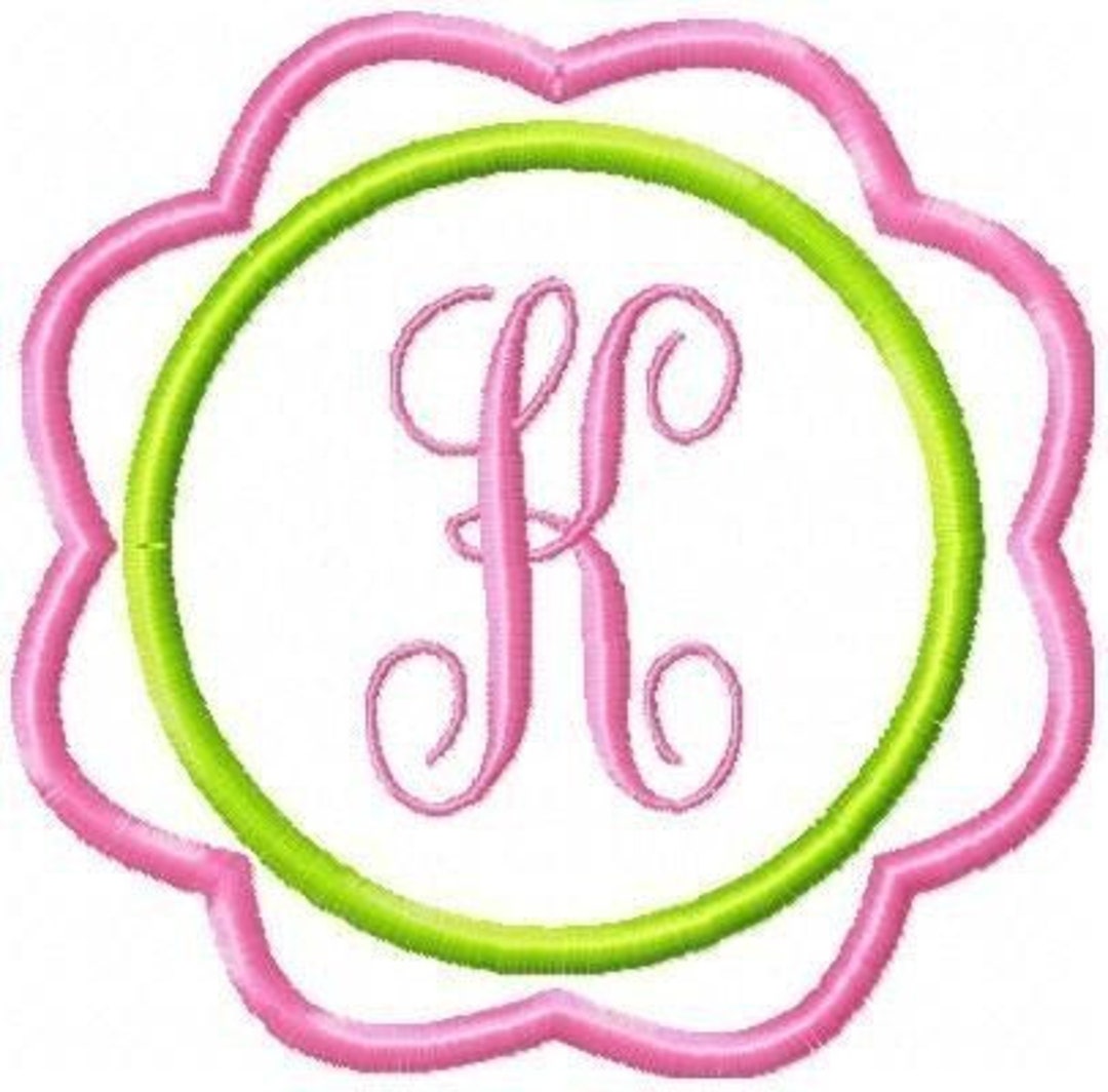 Flower Circle Outline Design Machine Embroidery Monogram Font Set 4 X 4 ...