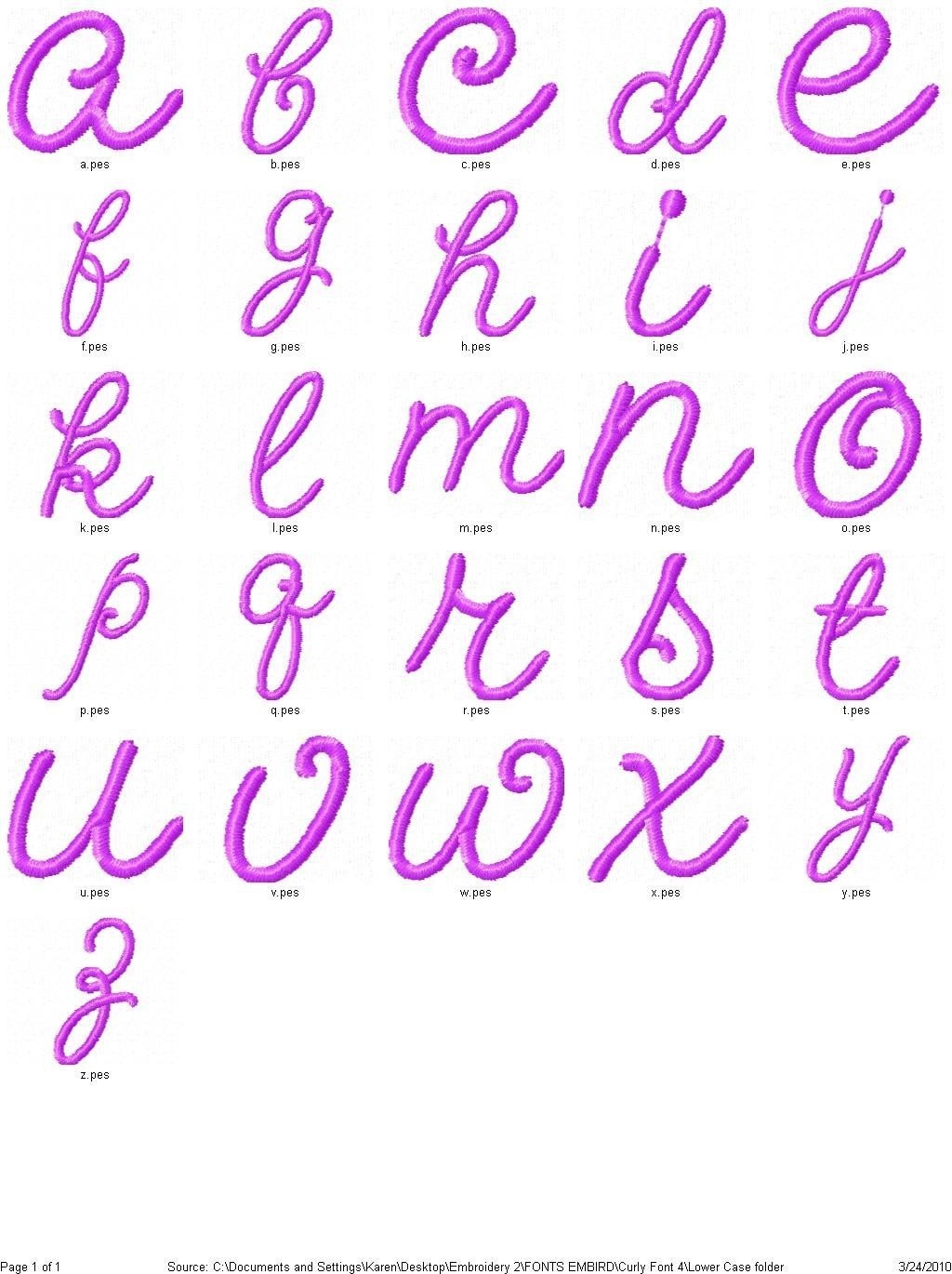 Curly Font 4 Machine Embroidery Monogram Font Design Set 3 - Etsy