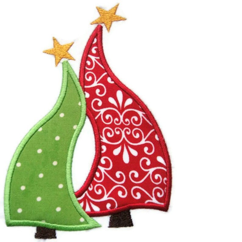 Wavy Christmas Trees Machine Embroidery Applique Design - Etsy