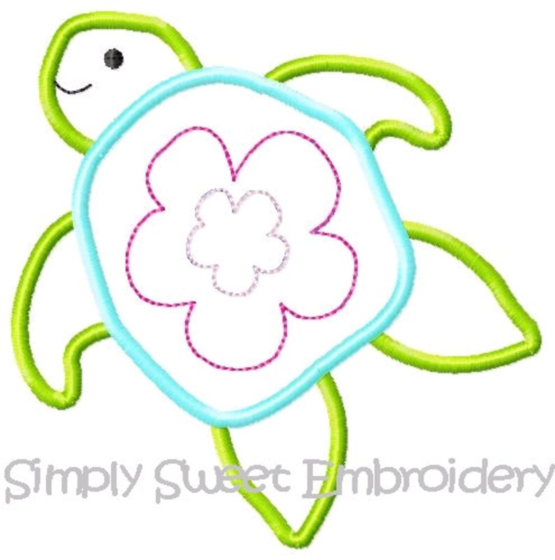 Flower Turtle Machine Embroidery Design - Etsy
