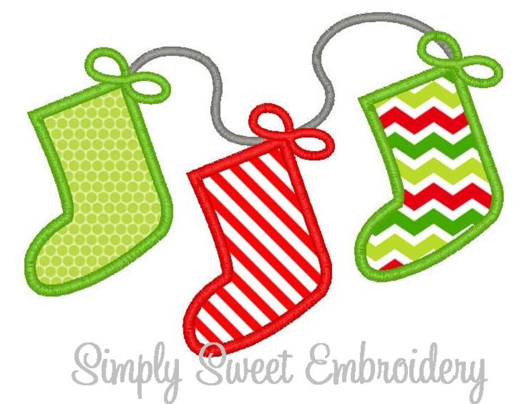 Three Stockings Machine Embroidery Applique Design - Etsy