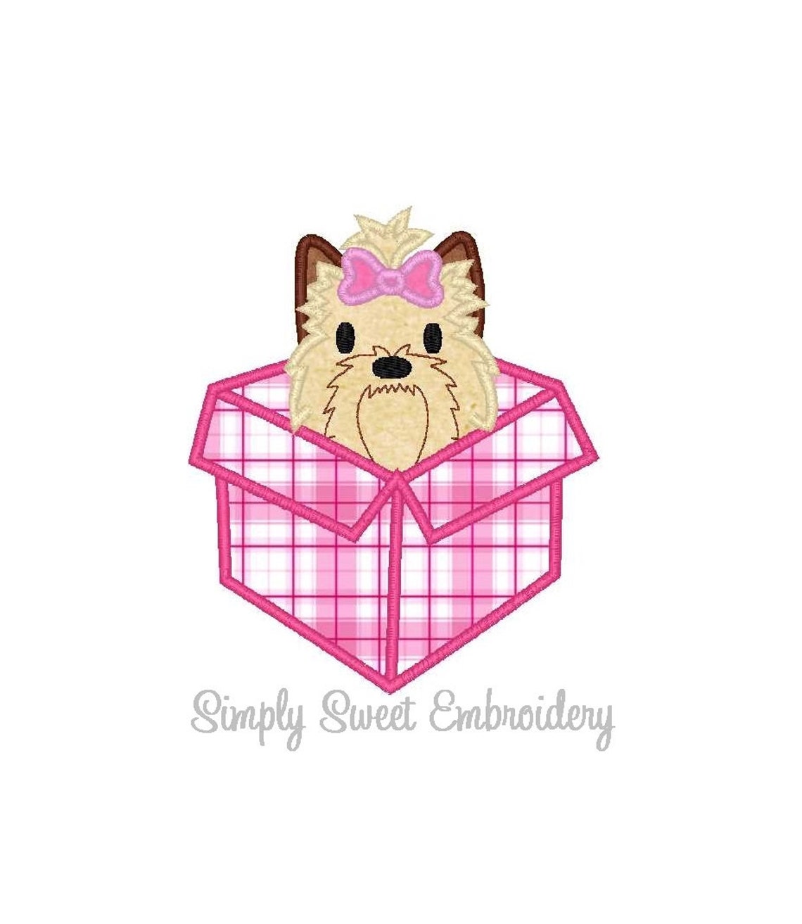 Yorkie Present Applique Design - Etsy