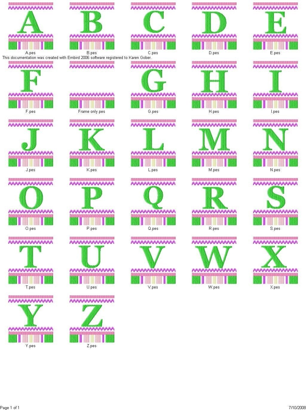 Ric Rac Striped Font Monogram Machine Embroidery Design | Etsy