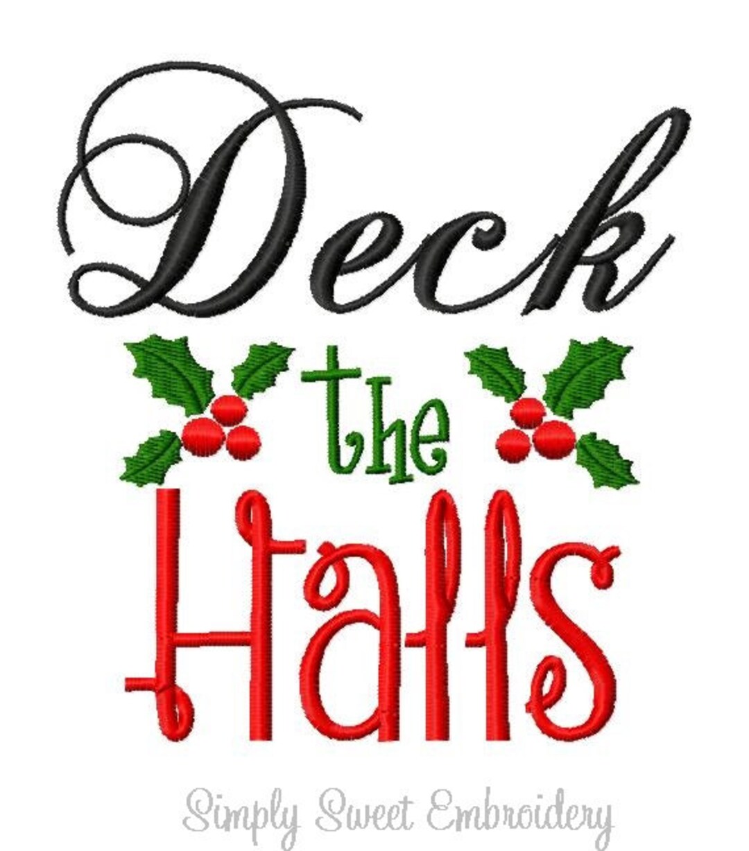 Deck the Halls Christmas Embroidery Design - Etsy