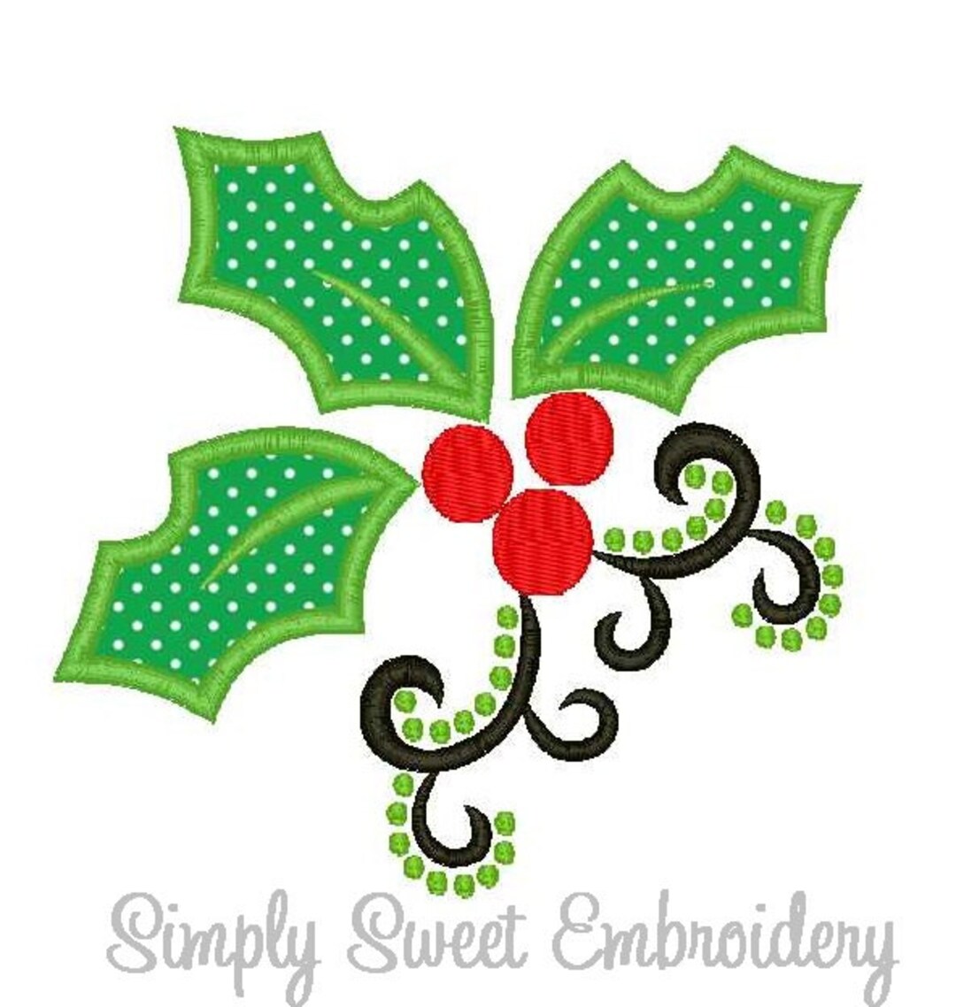 Christmas Holly Machine Embroidery Applique Design 2 - Etsy