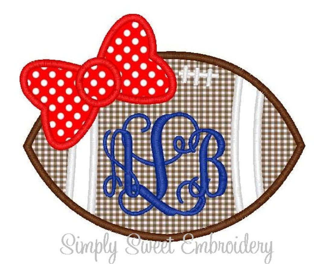 Football Bow Machine Embroidery Applique Design - Etsy