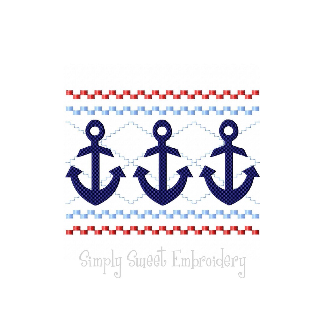 Faux Smocking Anchor Machine Embroidery Design - 3 Sizes - Etsy
