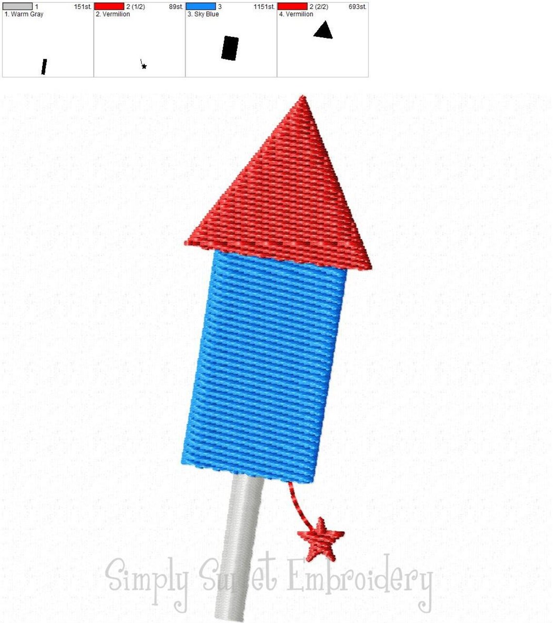 Firecracker Mini Machine Embroidery Design - 5 Sizes - Etsy