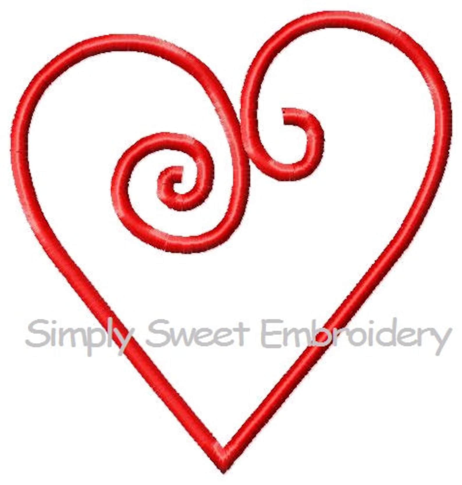 Scroll Heart Machine Embroidery Applique Design - Etsy