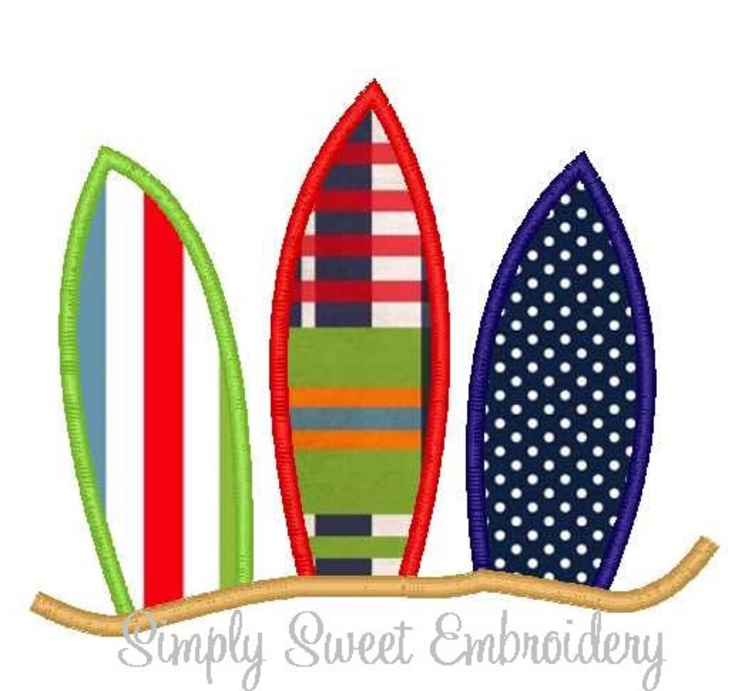 Three Surf Boards Machine Embroidery Applique Design - Etsy