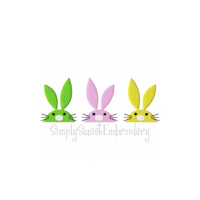 Bunny Trio Machine Embroidery Design - 3 Sizes - Etsy