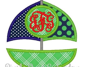 Boat Monogram Machine Embroidery Applique Design 4 Sizes, Boat Applique ...