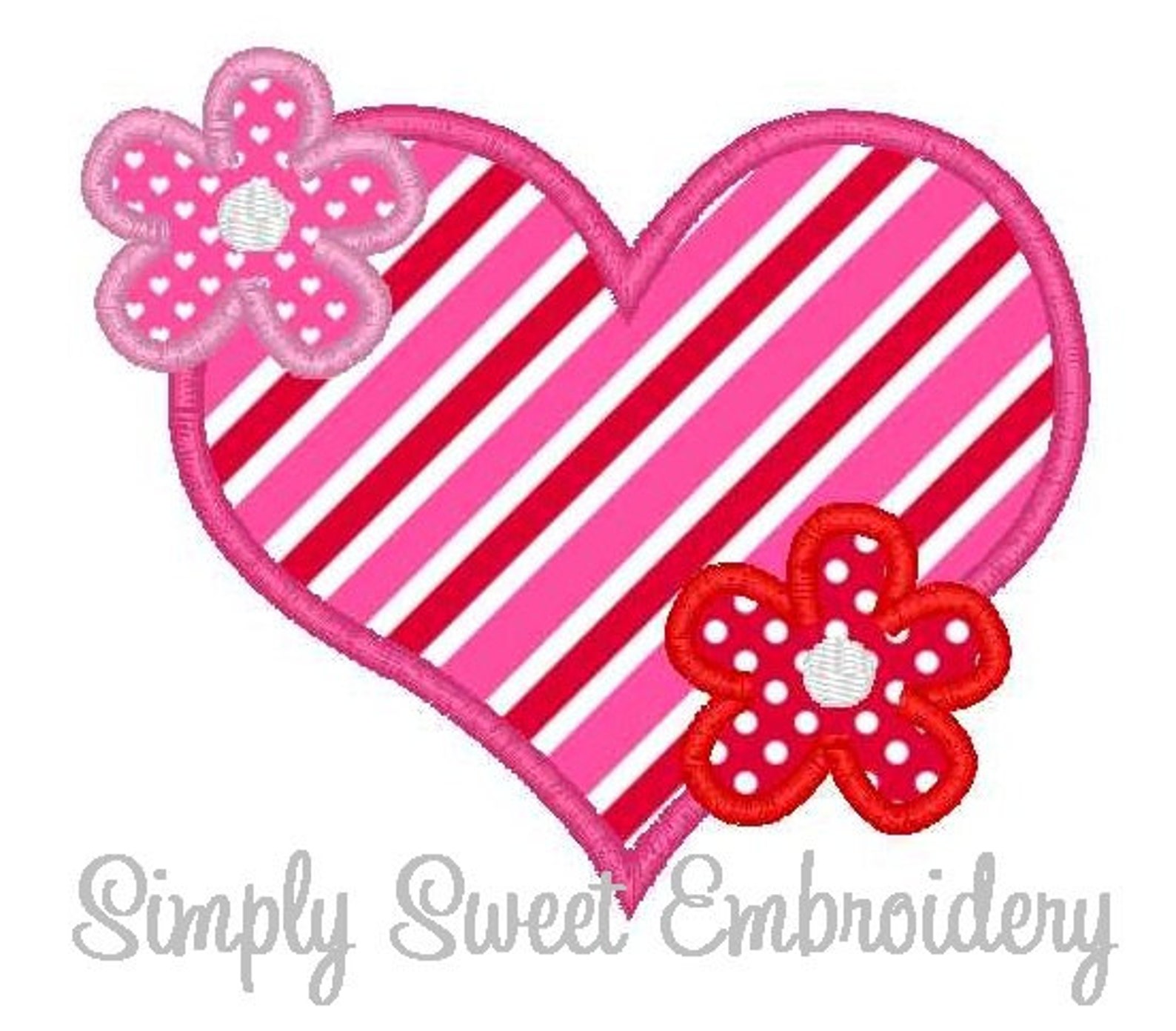 Flower Heart Machine Embroidery Applique Design - Etsy