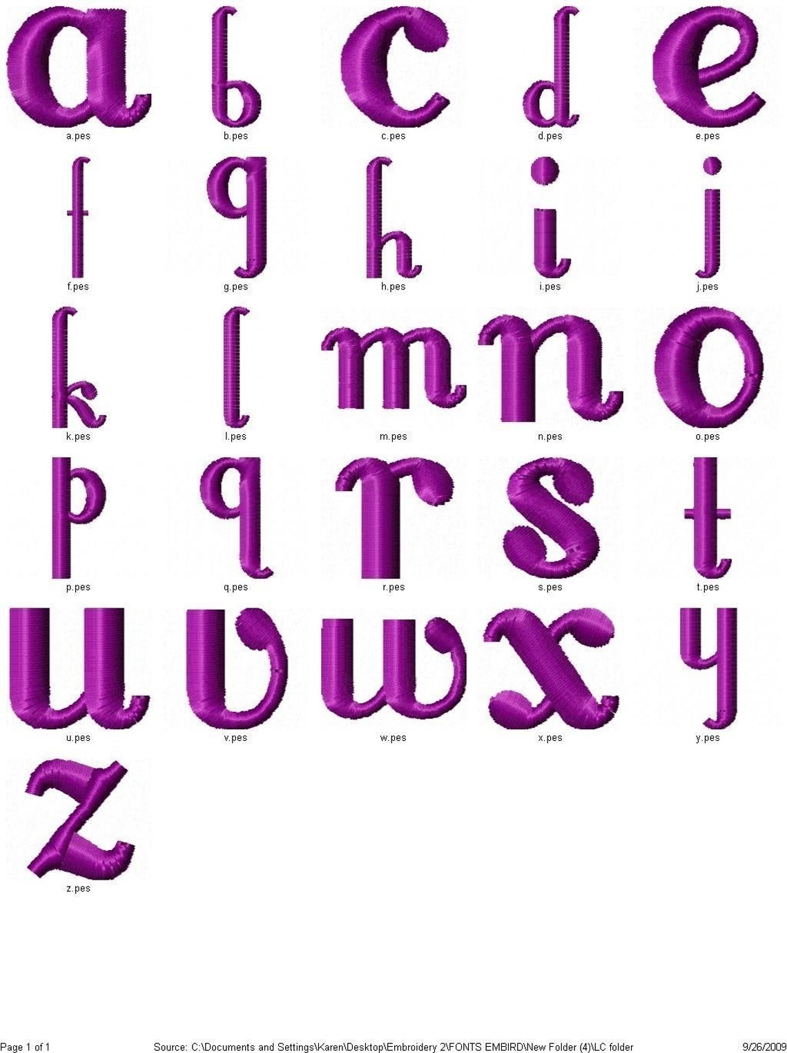 Curly Script Monogram Font Set Machine Embroidery - Etsy