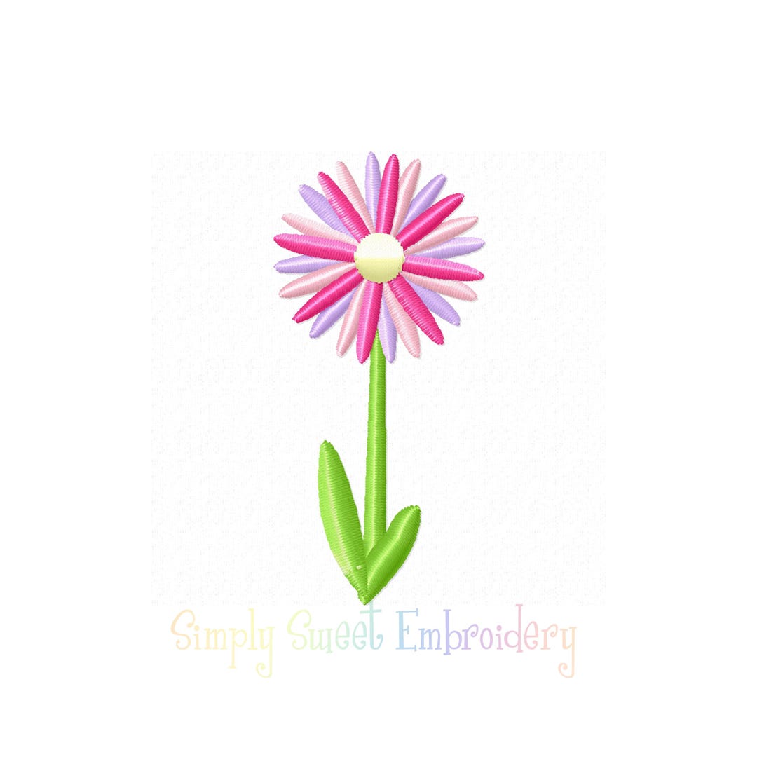 Pink Daisy Machine Embroidery Design Mini - 3 Sizes - Etsy
