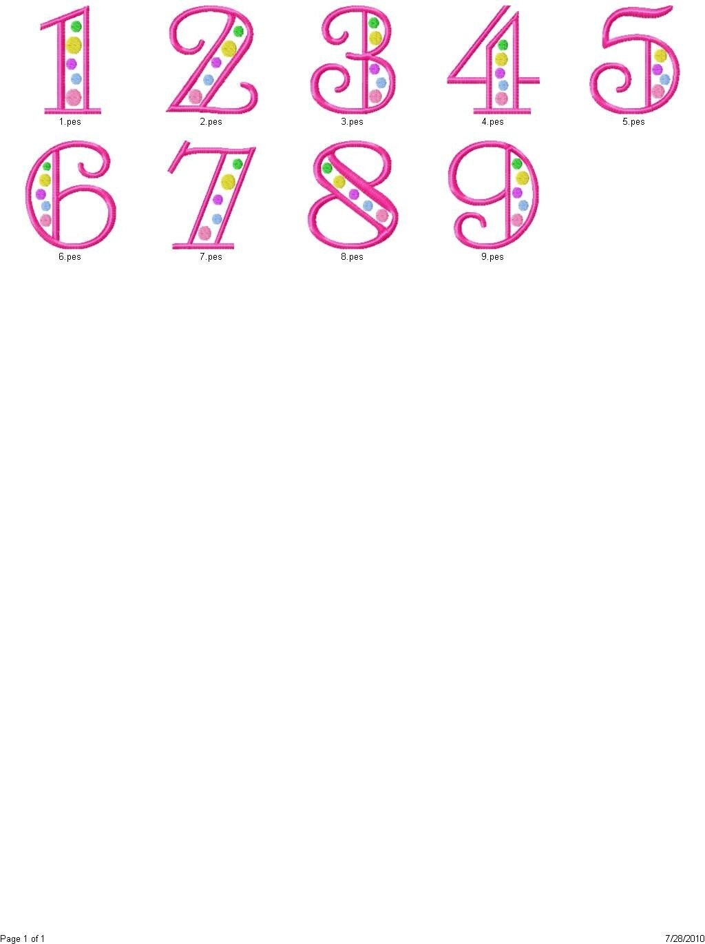 Outline Dots Numbers Machine Embroidery Design Set - Etsy