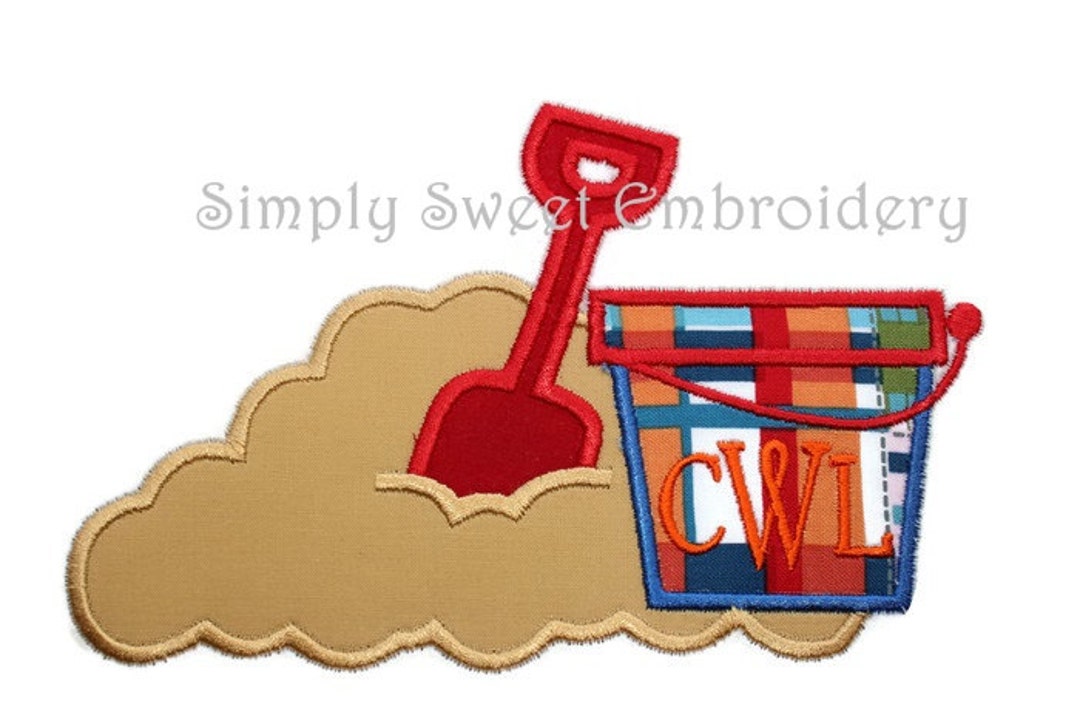 Sand Bucket Shovel Machine Embroidery Applique Design - Etsy