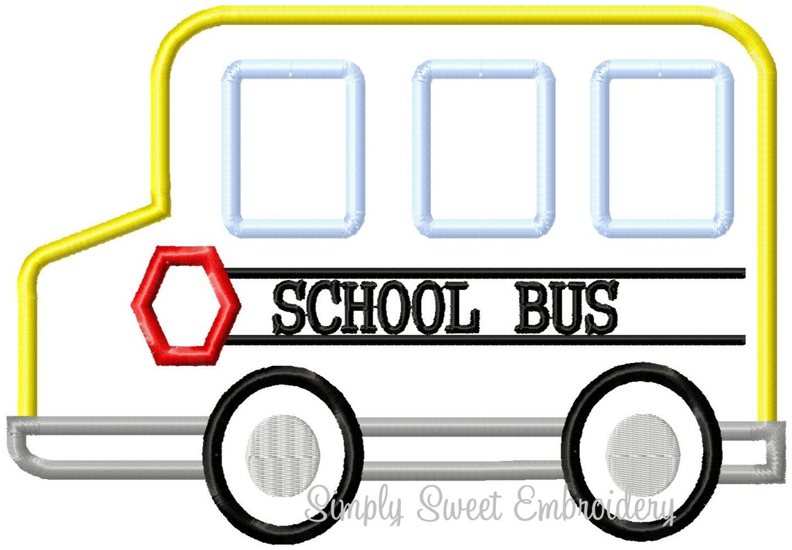 School Bus Machine Embroidery Applique Design - Etsy