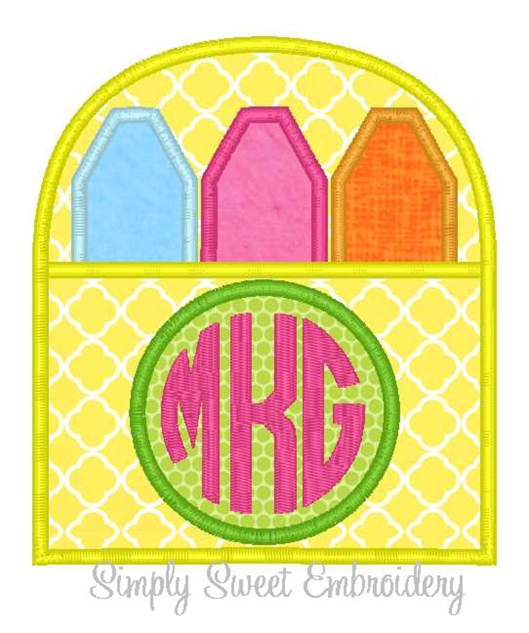 Crayon Box Monogram Machine Embroidery Applique Design - Etsy