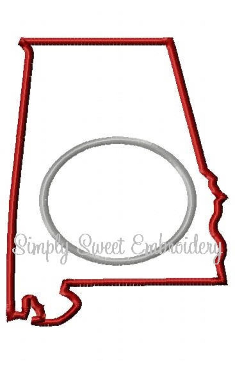 State of Alabama Machine Embroidery Monogram Applique Design - Etsy