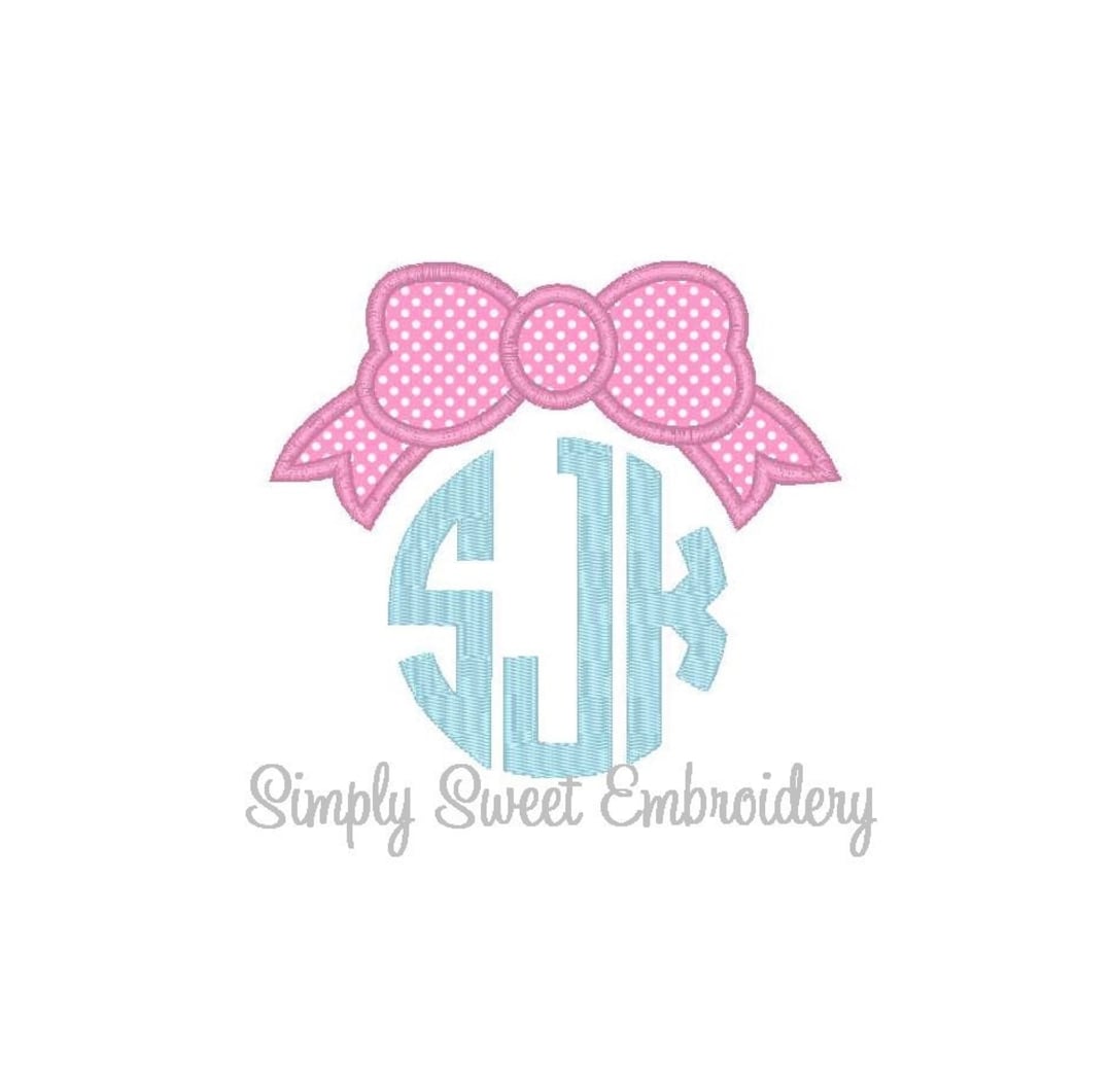 Bow Monogram Topper Applique Machine Embroidery Design - Etsy