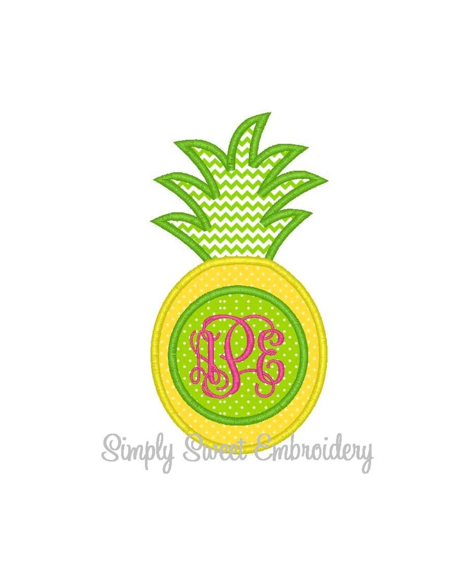 Pineapple Monogram Machine Embroidery Applique Design - Etsy