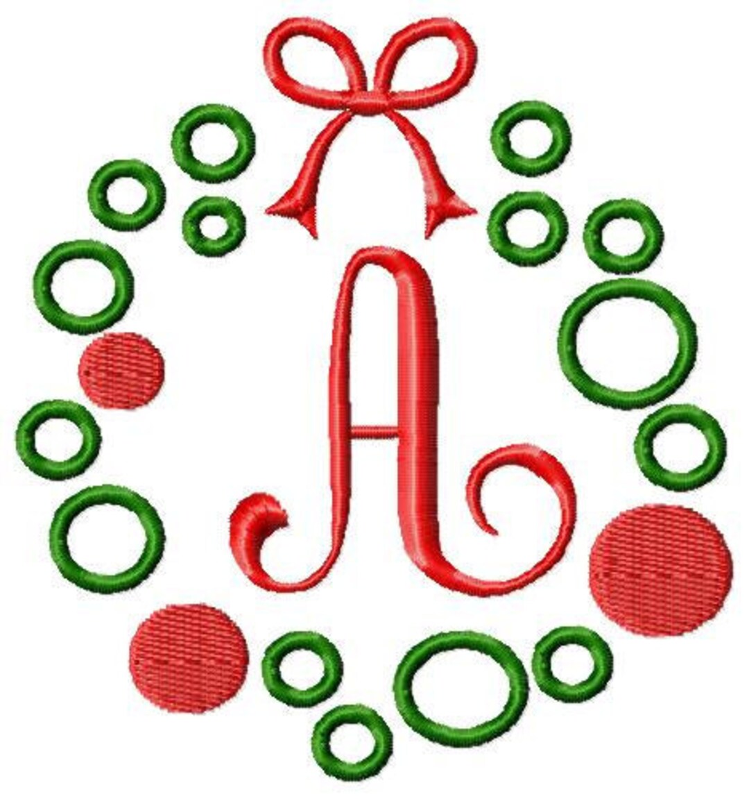 Christmas Wreath Machine Embroidery Font Monogram Set - Etsy