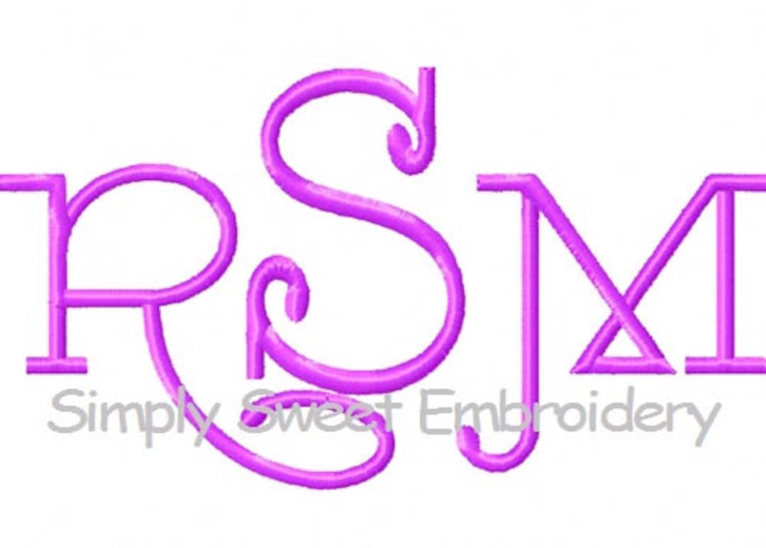 Curly Font 3 Machine Embroidery Monogram Font Design Set 3 Sizes - Etsy