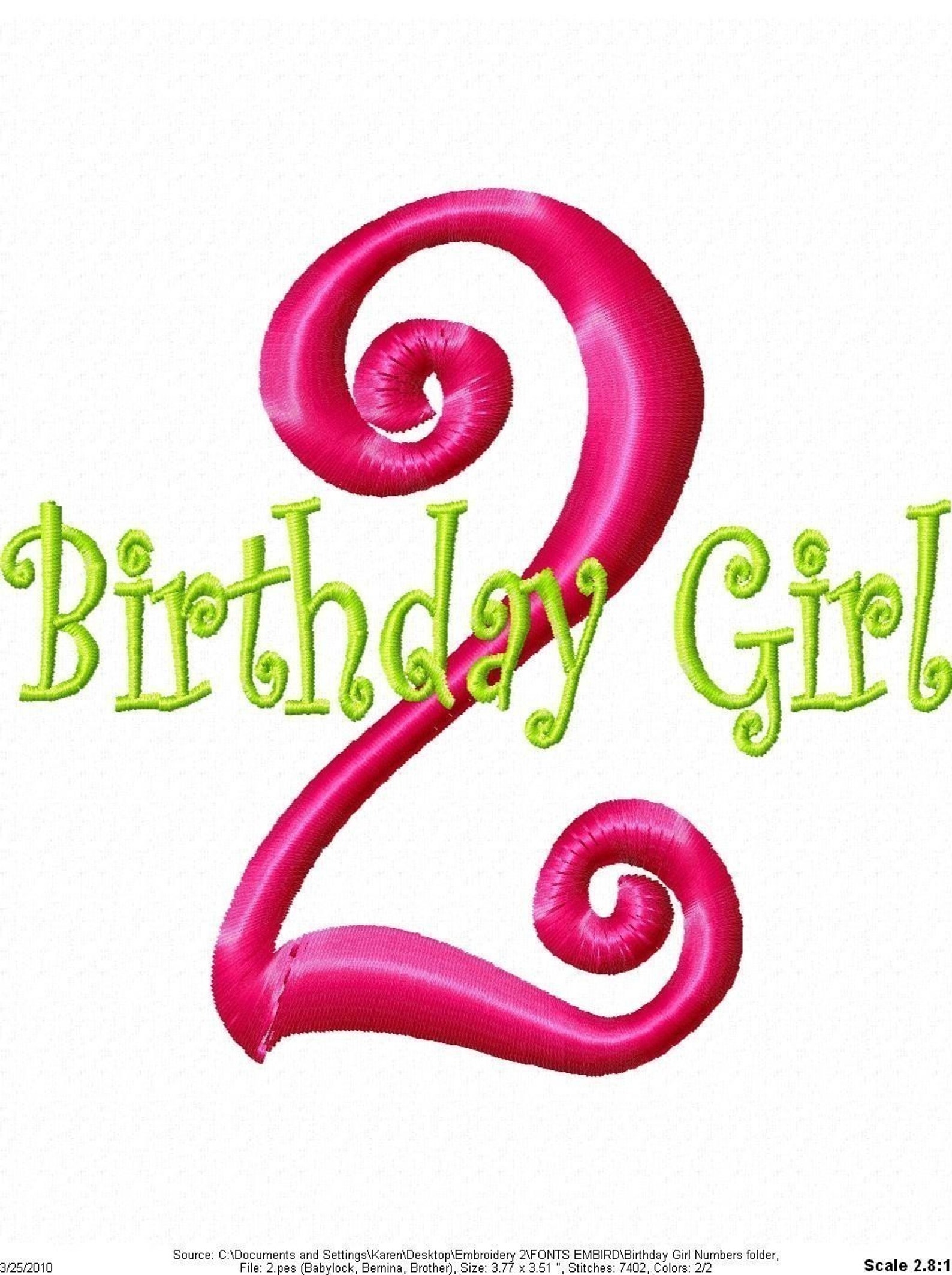 Birthday Girl Numbers Machine Embroidery Monogram Design Set - Etsy