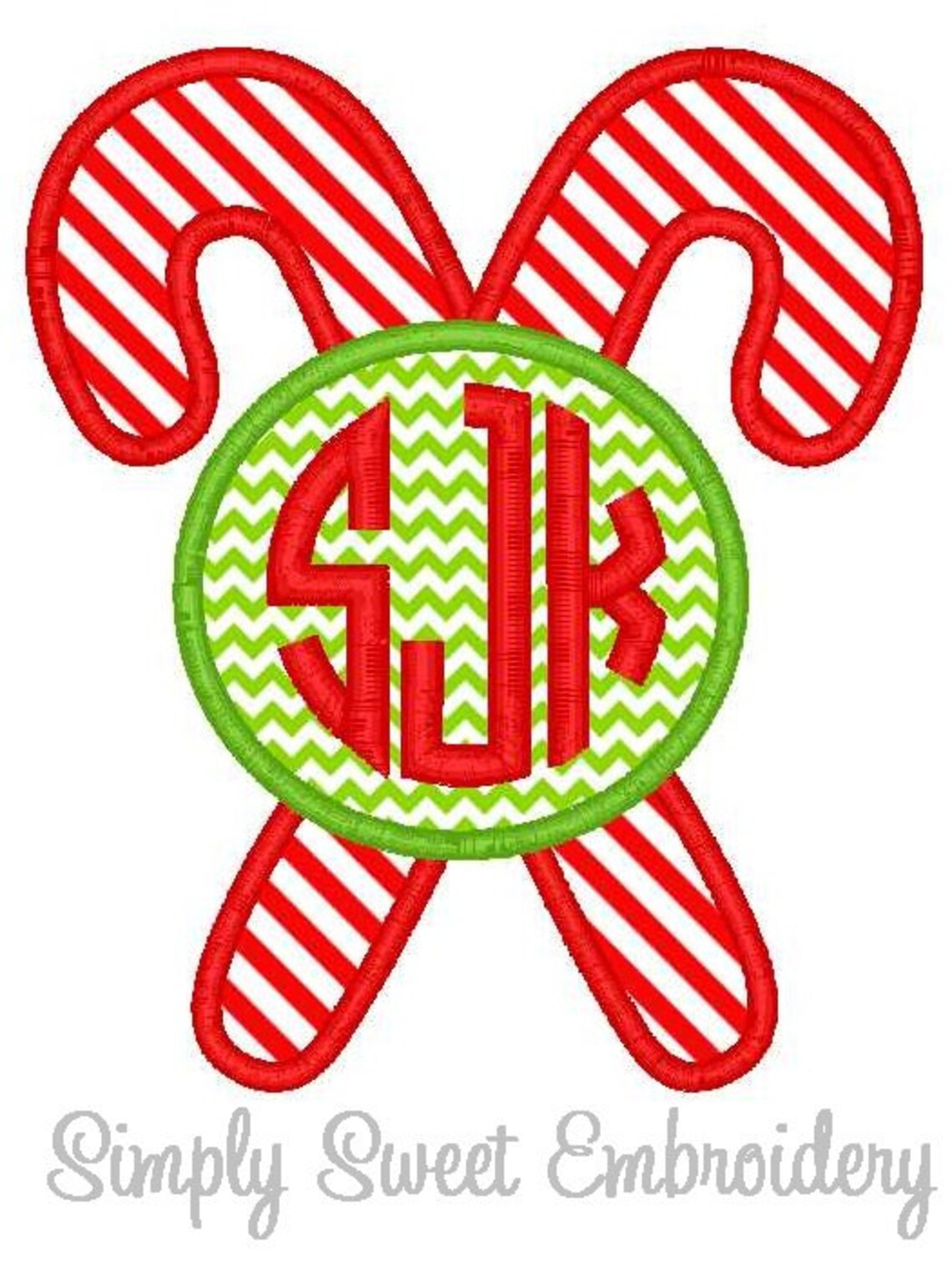 Candy Canes Monogram Machine Embroidery Applique - Etsy