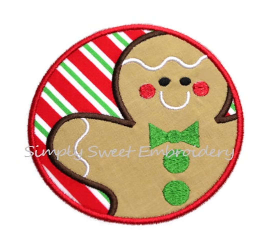 Gingerbread Man Patch Machine Embroidery Applique Design - Etsy